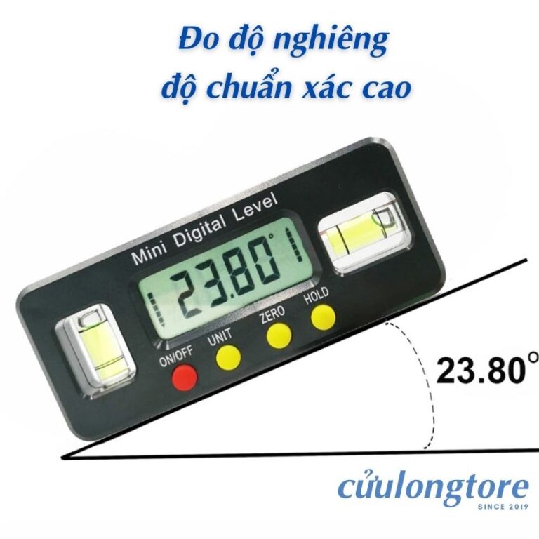 Thước Thủy Mini Điện Tử Nivo Cân Bằng đo góc nghiêng Livo có từ tính ...