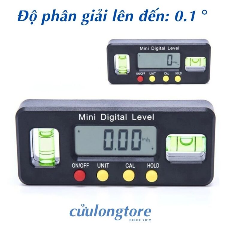 Thước Thủy Mini Điện Tử Nivo Cân Bằng đo góc nghiêng Livo có từ tính ...