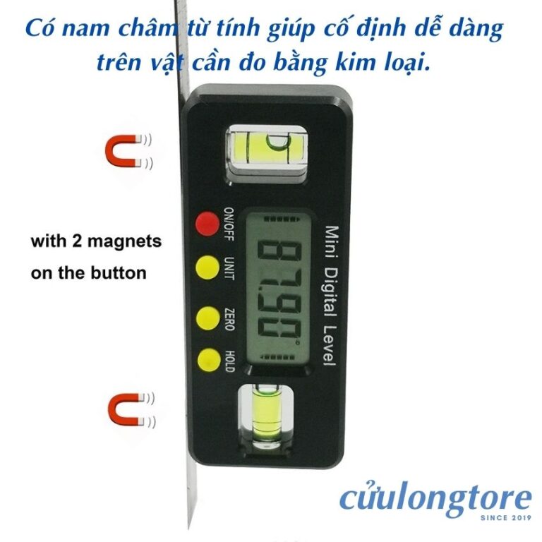 Thước Thủy Mini Điện Tử Nivo Cân Bằng đo góc nghiêng Livo có từ tính ...