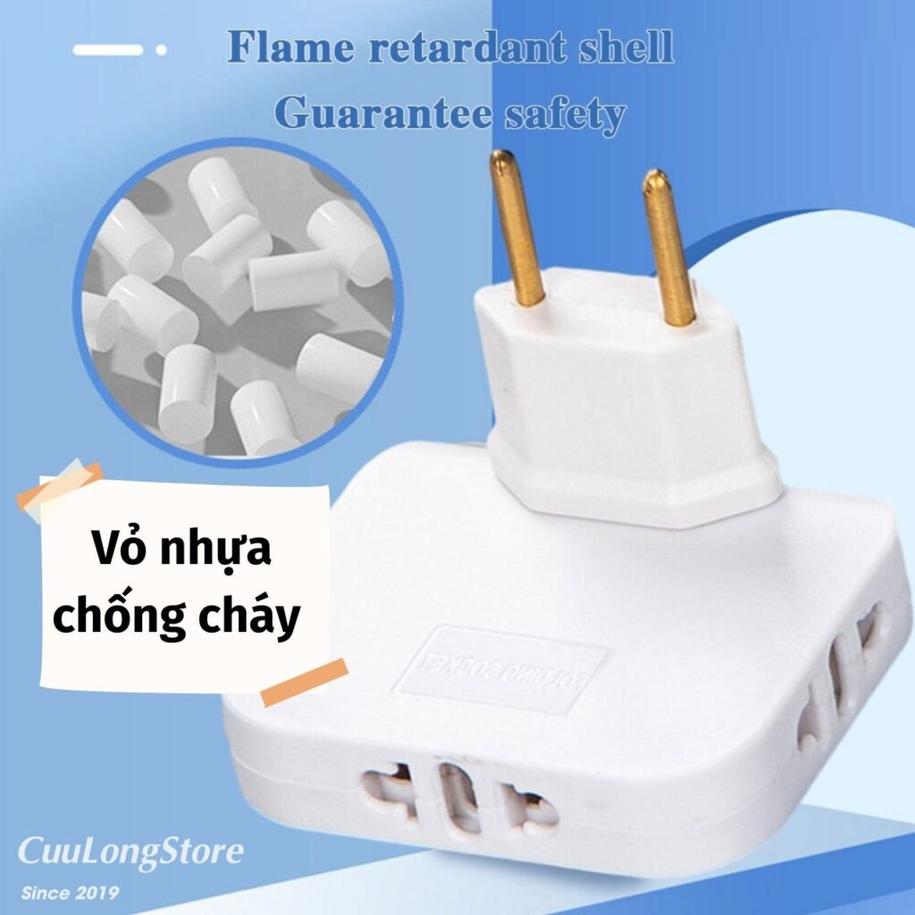 Ổ Cắm Chia 3 Phích Cắm Ổ Chia Điện Gập 180 độ 1 ra 3 dẹt tròn phích cắm ...